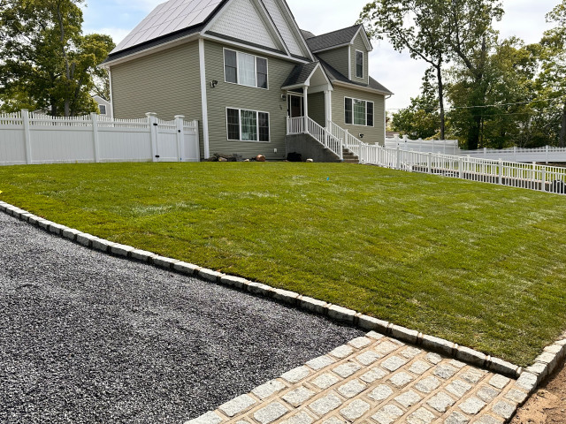 Front Yard Makeover, New bluestone Driveway, Cobblestone Curb and Apron ...