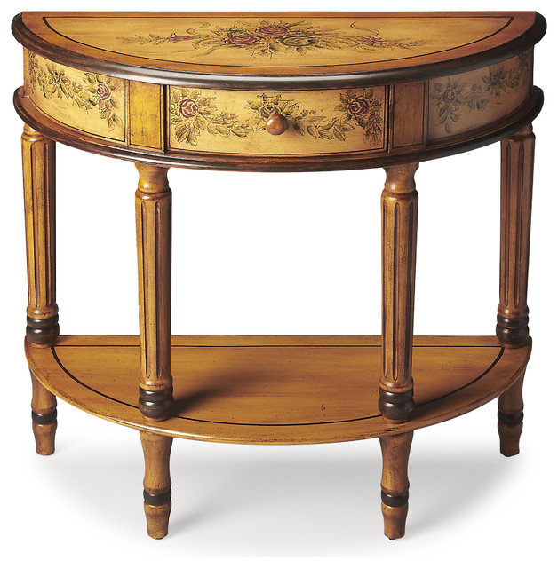 Butler Mozart Light Hand Painted Demilune Console Table - Traditional ...