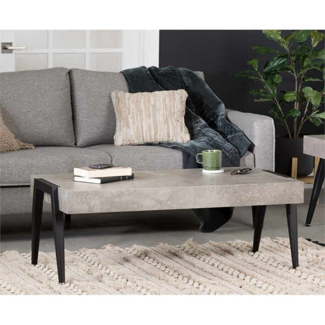 Trent Home Industrial Wood Top Faux Concrete Coffee Table in Gray and ...