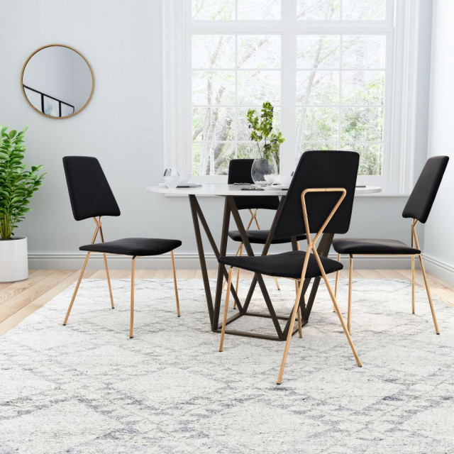 Chloe Dining Chair, Set of 2 Black/Gold - Midcentury - Dining Chairs ...