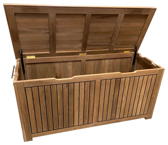 Carolina Teak Large Storage Box, Natural - Transitional - Deck Boxes ...