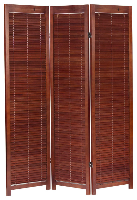 Traditional Room Divider, Pine Frame With Adjustable Shutter ...
