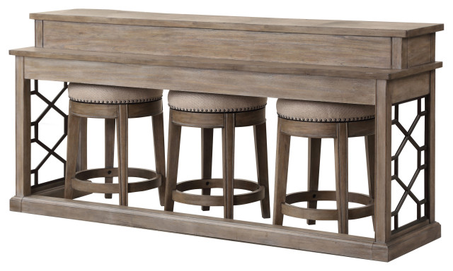 Everywhere Console With 3 Stools - Transitional - Indoor Pub And Bistro ...