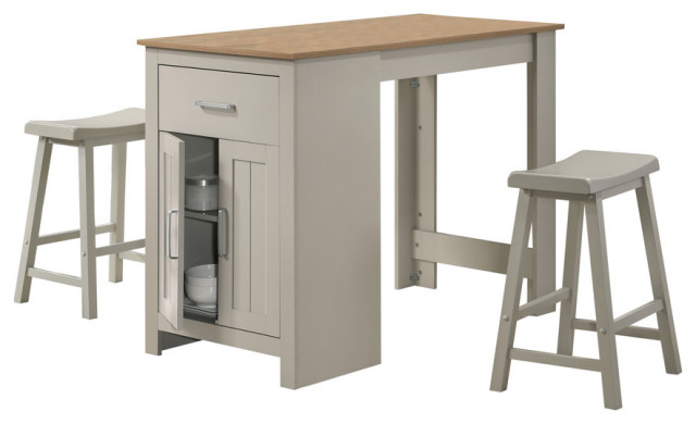 Alonzo Light Gray Small Space Counter Height Dining Table and 2 Counter ...