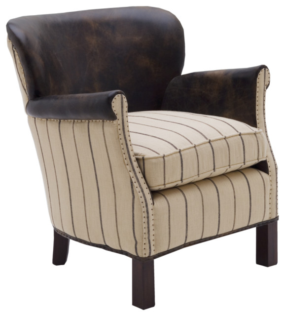 Brown Stripe Leather Armchair | Andrew Martin Harrow - Transitional ...