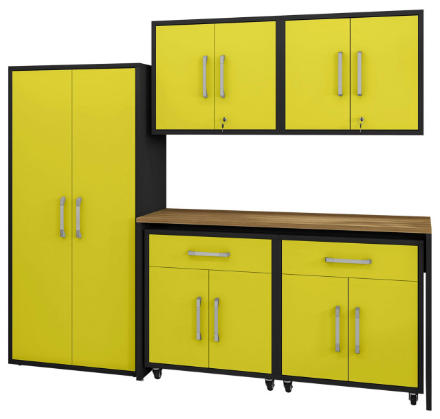 Eiffel 6-Piece Garage Storage Set, Matte Black and Yellow ...