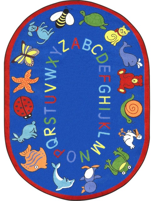 Kid Essentials, Early Childhood ABC Animals Rug, 7'8" x 10'9" Oval ...