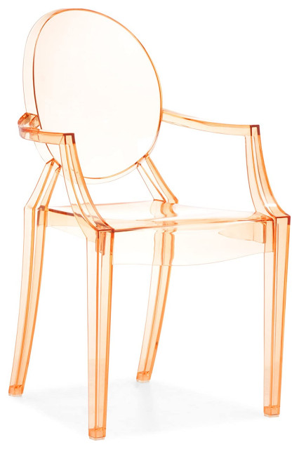 Modern Designer Stackable Ghost Chairs Armchairs With Arm Dining Orange ...