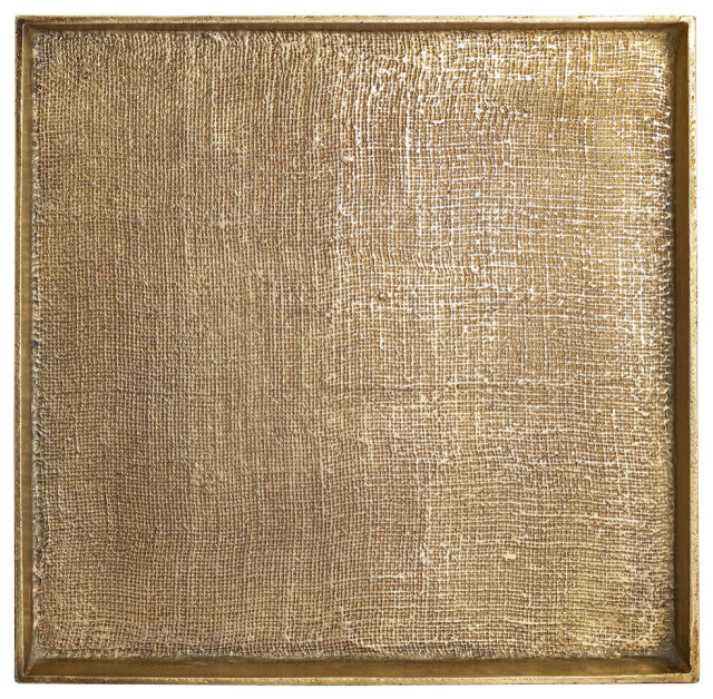 Square Linen Texture Tray Set of 2 Brass - Contemporary - Decorative ...