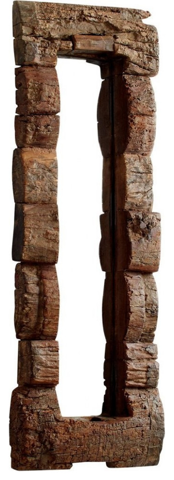 Industrial Rectangular Mirror in Black Forest Grove Rustic Log Cabin ...