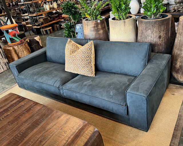 Slate Gray Nubuck Leather Sofa - Transitional - Sofas - by Design Mix ...