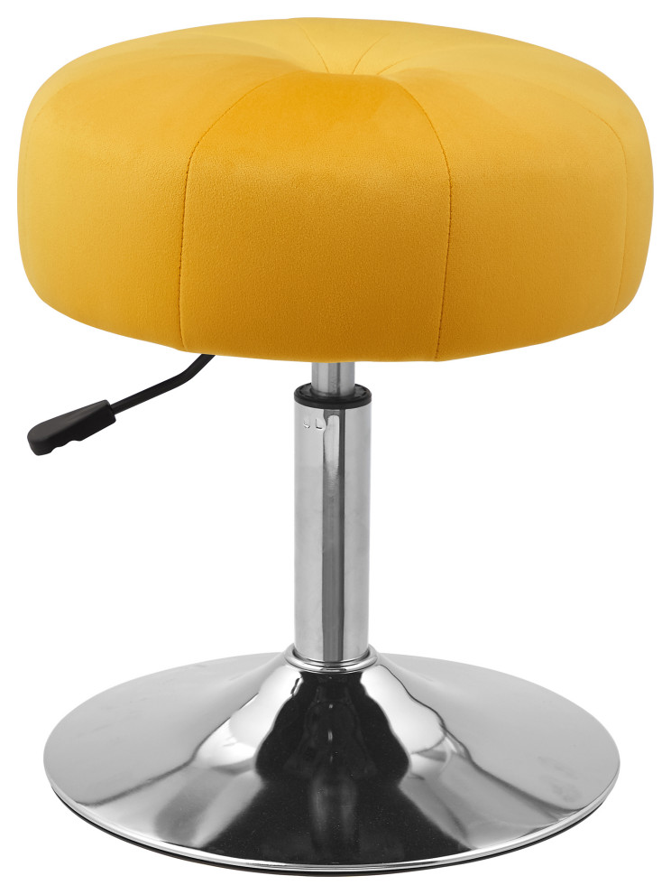 Modern Velvet Round Swivel Adjustable Ottoman Vanity Stool ...