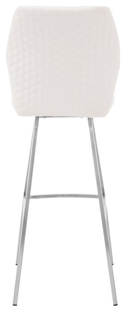 Tandy White Faux Leather and Brushed Stainless Steel 26 Counter Stool ...