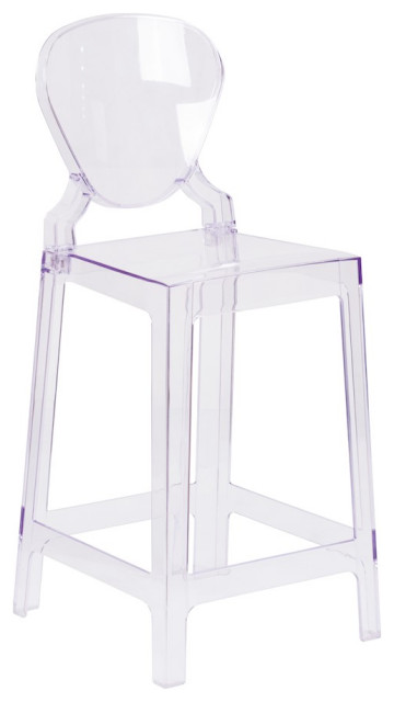 Flash Ghost Counter Stool with Tear Back, Transparent Crystal ...