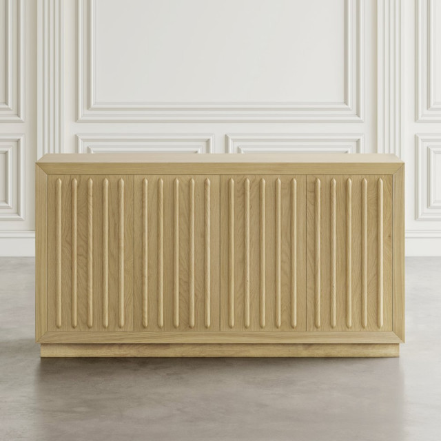 Maven 60 Mid-Century Modern Fluted Four Door Sideboard Storage Cabinet - Modern - Buffets And ...