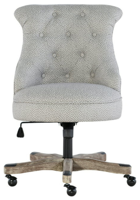 Vintage Office Chair, Round Seat With Button Tufted Hourglass Back ...