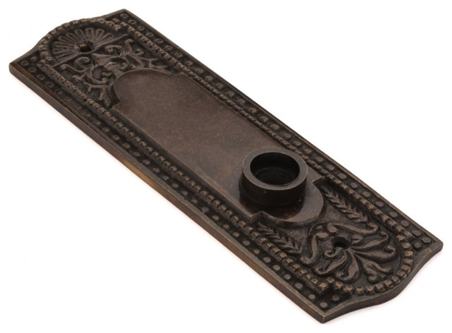 Door Back Plate Antique Brass Beaded Without Keyhole 7 1/4" H ...