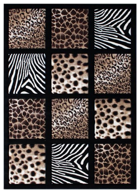 Menagerie Collection Modern Animal Print Olefin Area Rug, 5' X 7 ...