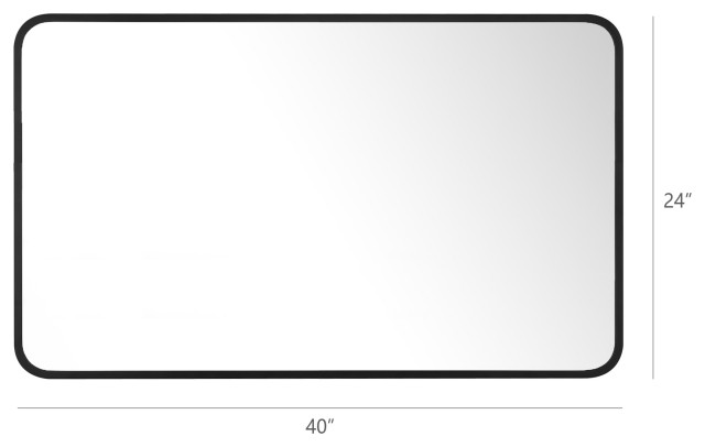 Rounded Rectangular Metal Framed Bathroom Vanity Mirror, 24"x40 ...
