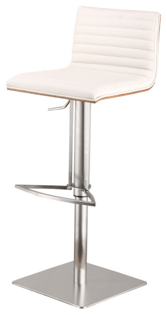 Cafe Adjustable PU Bar Stool With Walnut Back - Contemporary - Bar ...