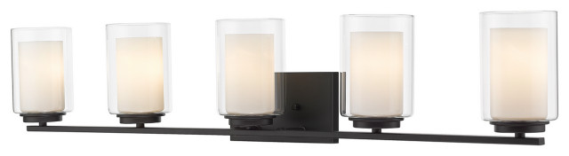 Willow Five Light Vanity, Matte Black - Contemporary - Bathroom Vanity ...