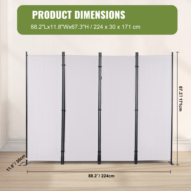 VEVOR Room Divider 4-Panel Folding Privacy Screen 88.2"x11.8"x67.3 ...