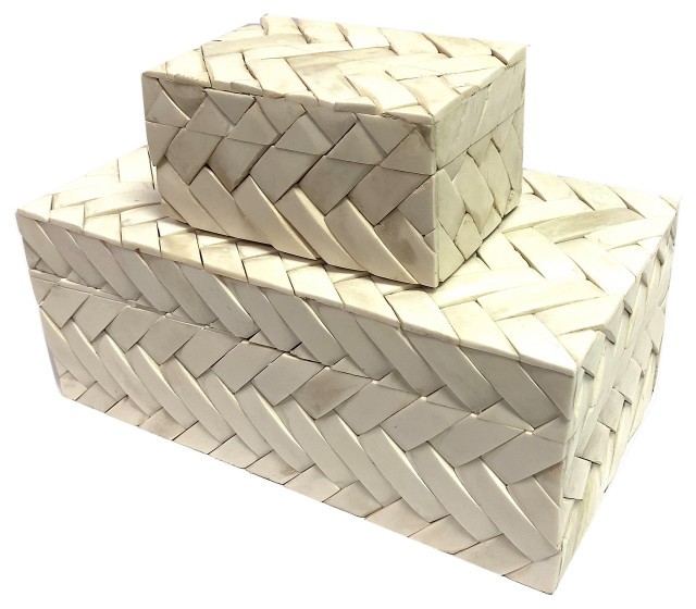 Woven Bone Box, 3 Sizes, Large - Contemporary - Decorative Boxes - by A ...