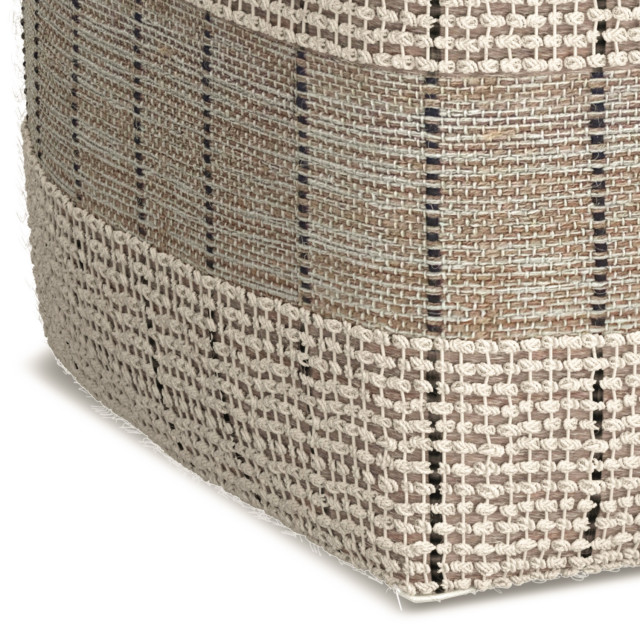 Elmer Square Woven Pouf - Transitional - Floor Pillows And Poufs - by Simpli Home Ltd. | Houzz