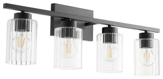 Quorum Ladin 4-Light Vanity 501-4-69, Textured Black With Clear Glass ...