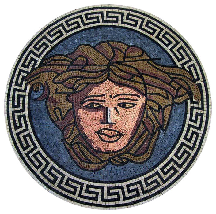 Versace Medallion Mosaic Illustration, 24" x12" - Contemporary - Tile ...