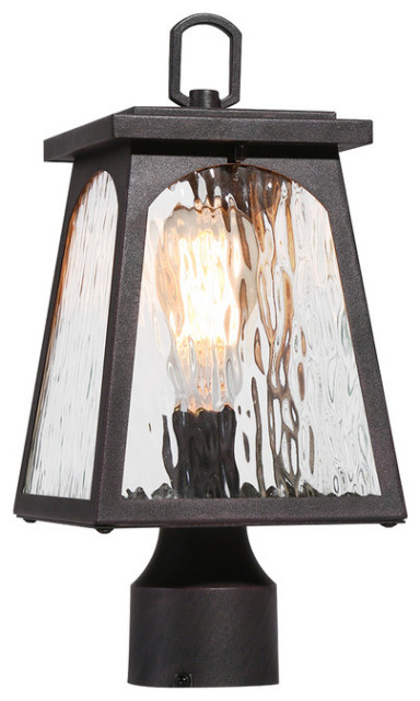 LNC 14.5" H Rust Bronze with Textured Glass Modern Post Light ...