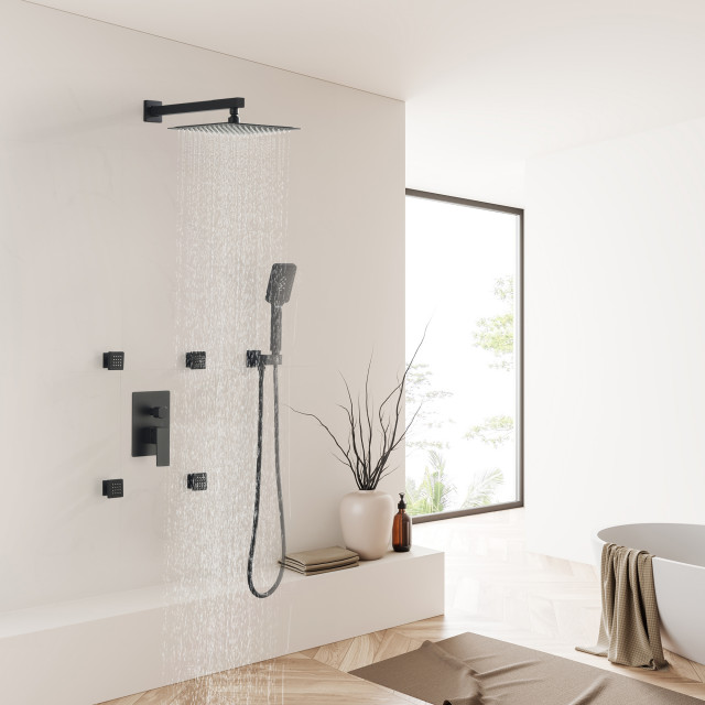 Wall Mounted Bathroom Luxury Shower Combo Set With 3-Function Handheld ...