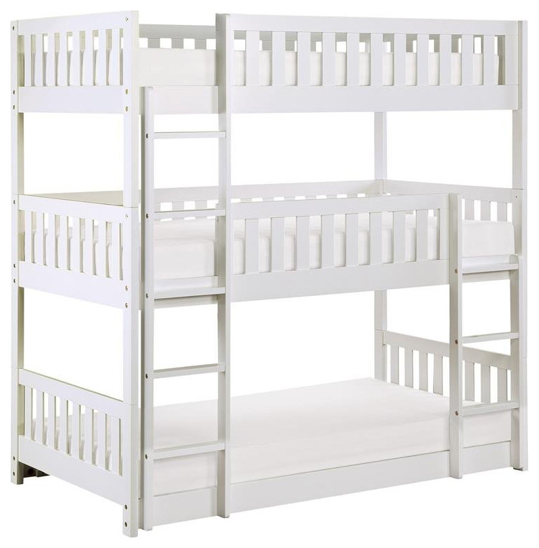 Lexicon Galen Transitional Wood Triple Twin Bunk Bed in White ...