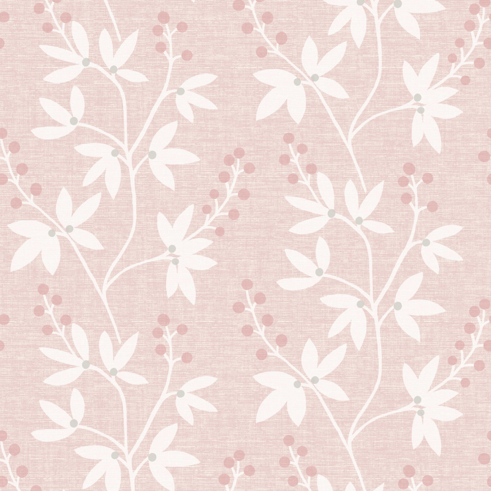 Currant Pink Botanical Trail Wallpaper - Wallpaper - by Brewster Home ...