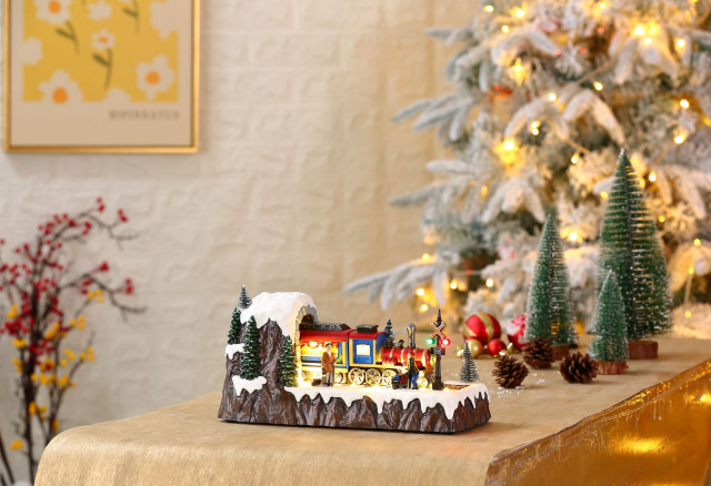 12.25" LED Lighted Musical Christmas Village Train Decoration - Modern ...