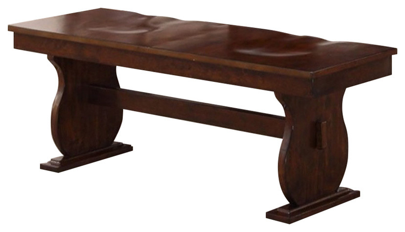 Rubber Wood Bench With Wavy Base Brown - Transitional - Dining Benches ...