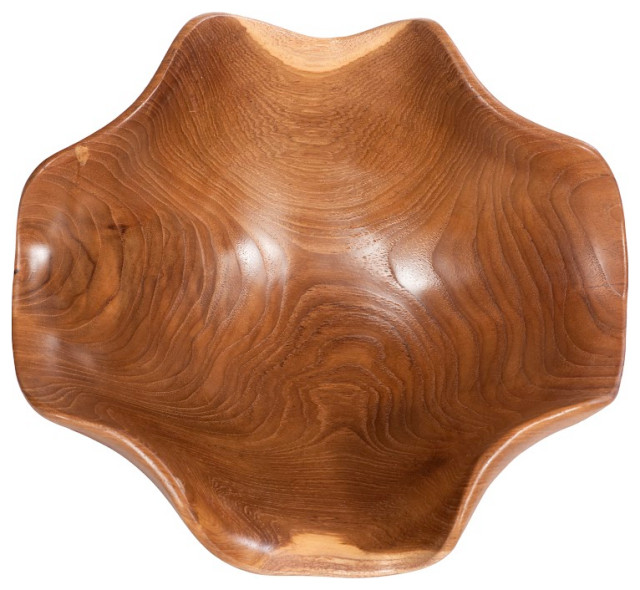 Teak Wood Bowl, Natural, 12x12x6"h - Rustic - Decorative Bowls - by ...
