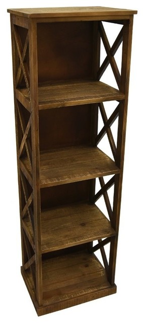 Wooden 4 Shelves Storage Rack, Brown - Rustic - Display And Wall ...