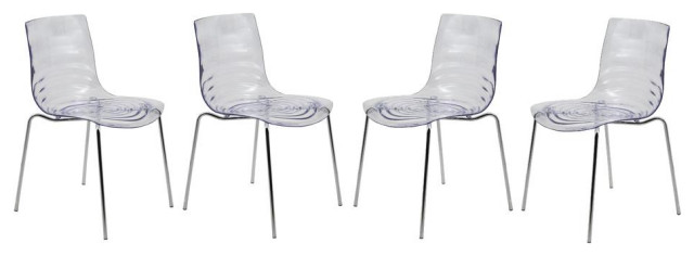 Leisuremod Astor Water Ripple Design Dining Chair Set Of 4 Ac20Cl4 ...