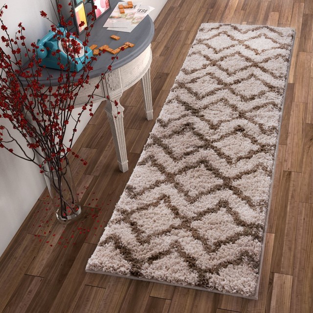 Well Woven Madison Shag Geometric Brown Modern Rug 2'x7'3" Runner Area ...