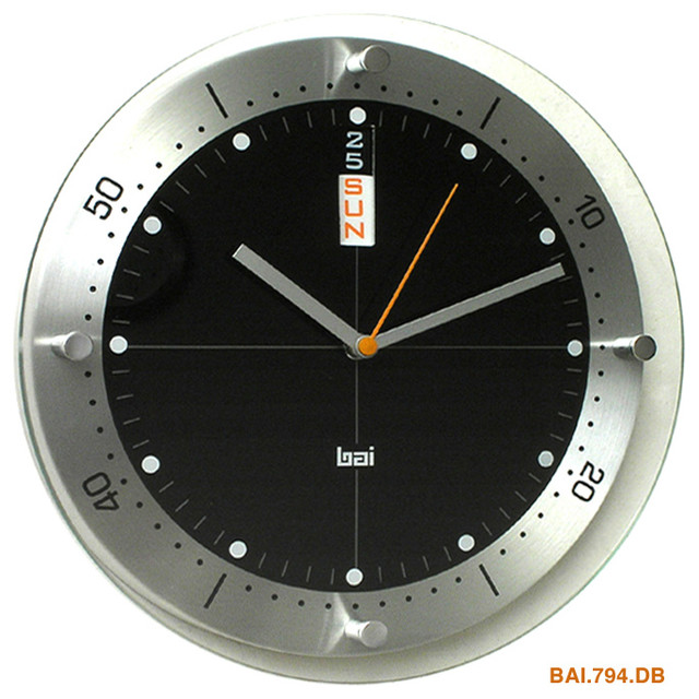 12' Timemaster Day/Date Wall Clock Black - Wall Clocks - by BAI DESIGN ...