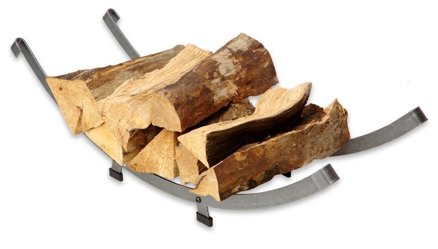 Handcrafted Arch Basket Fireplace Log Rack Hammered Steel - Industrial ...