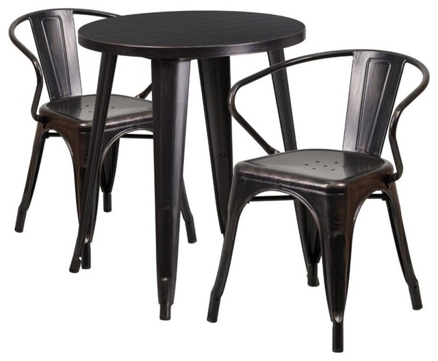 Scranton & Co Round Metal Patio Dining Set in Antique Black ...