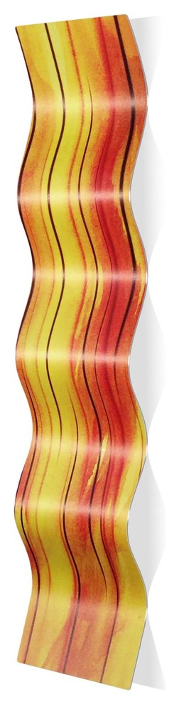 Wavy Metal Art 'Heat Wave', Warm Tone Wall Sculpture on Metal ...