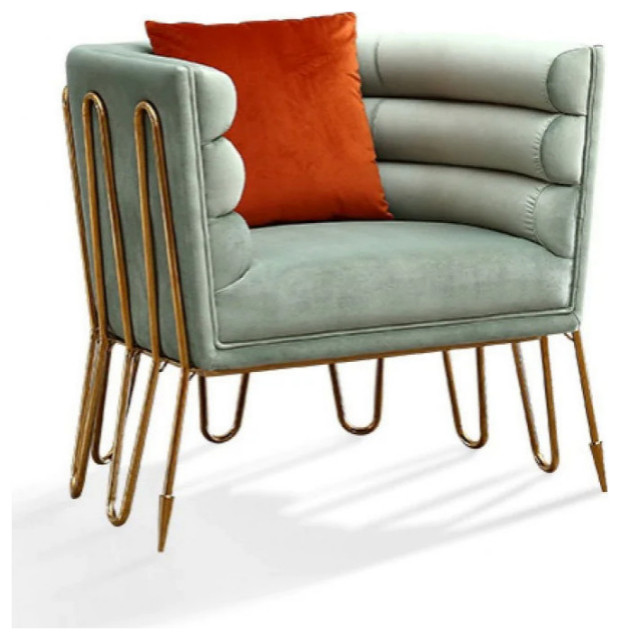 Susie Modern Light Green and Gold Lounge Chair - Midcentury - Armchairs ...