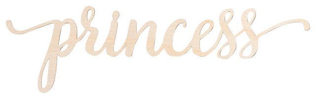 Princess Script Word Wood Sign, 18"x5" - Contemporary - Novelty Signs ...