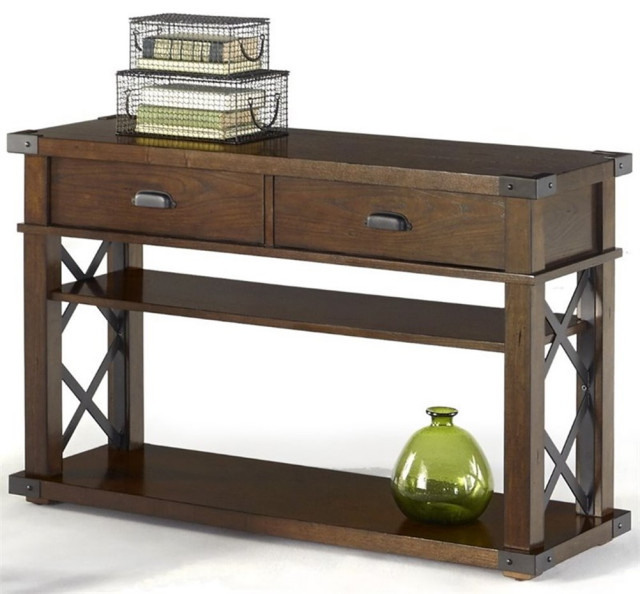 Bowery Hill Transitional Wooden Sofa Console Table in Walnut Finish ...