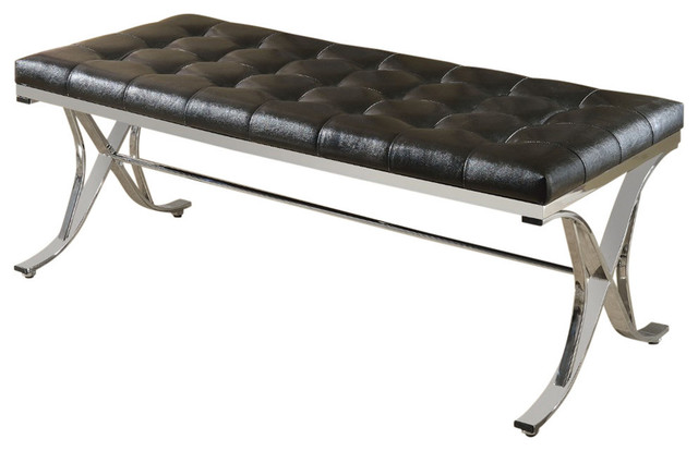 Metal Frame Bench, Black and Silver - Contemporary - Upholstered ...