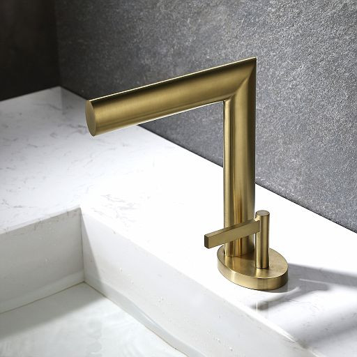 Single Handle Brushed Gold Right-Angled Design Faucet for Bathroom ...