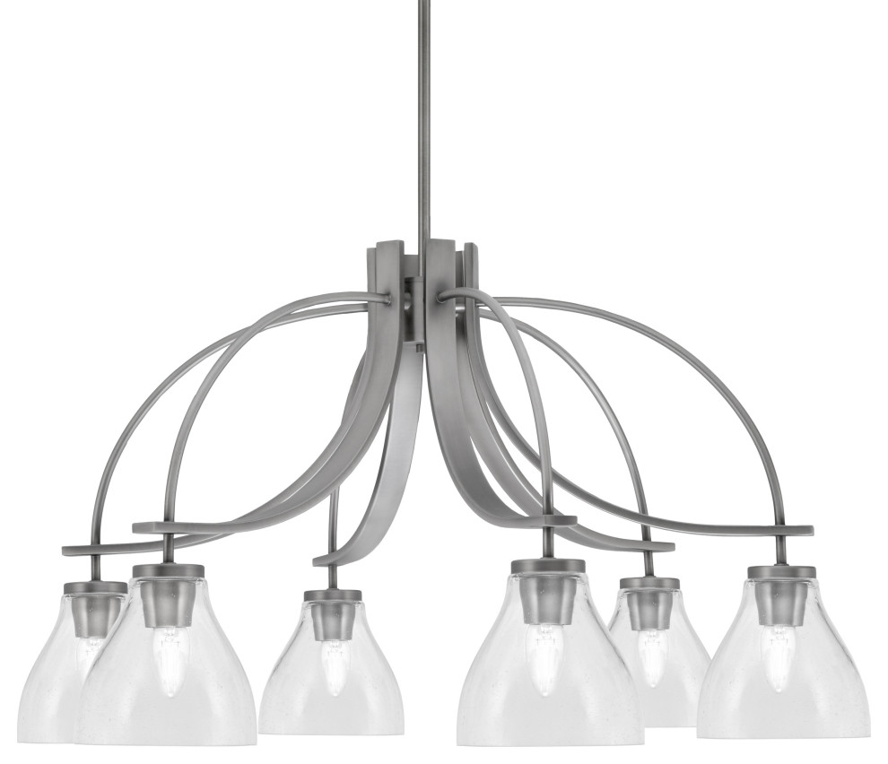 Cavella 6 Light, Downlight Chandelier, Graphite Finish, 6.25" Clear ...
